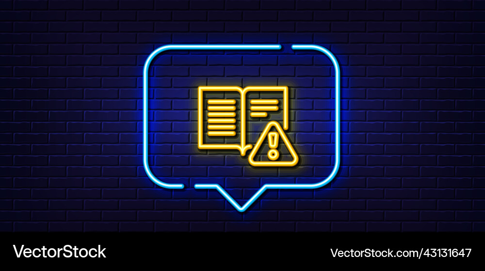 Instruction manual line icon warning book sign Vector Image