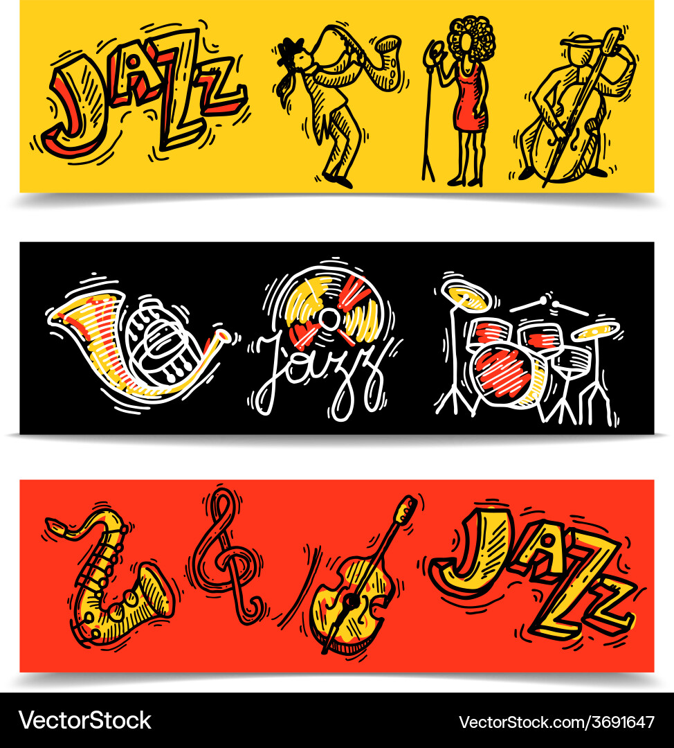 Jazz banners set Royalty Free Vector Image - VectorStock