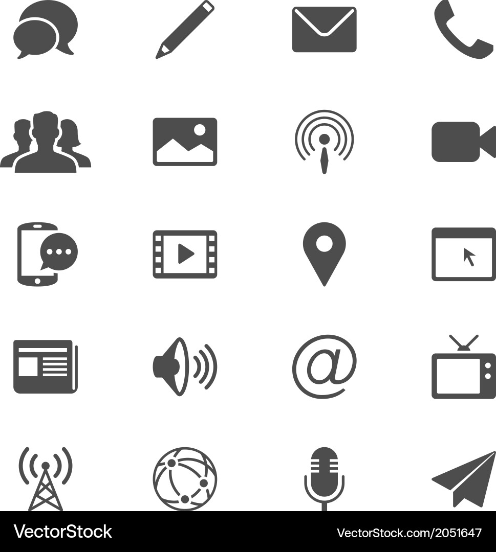 Media and communication flat icons Royalty Free Vector Image