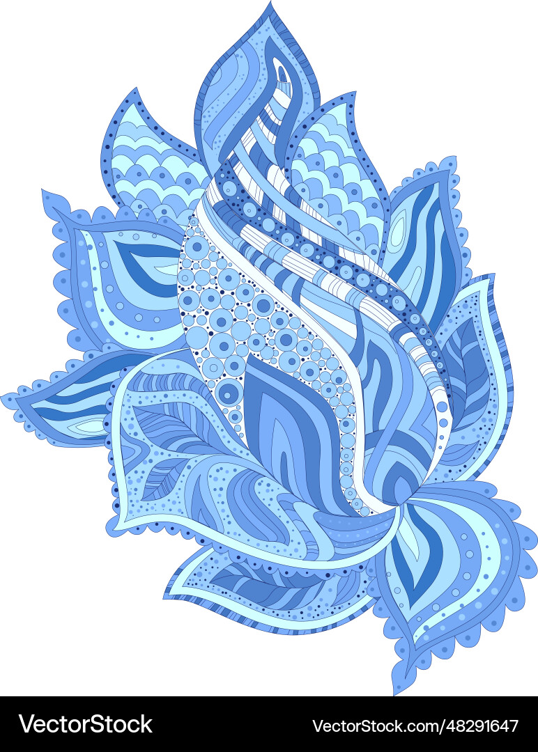 Monochrome blue and white abstract paisley Vector Image