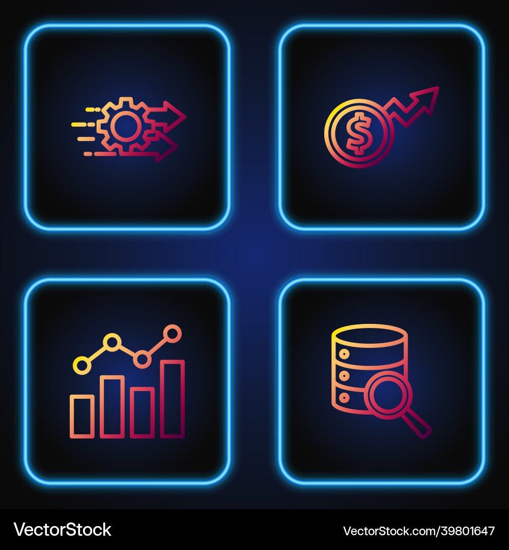 Set line server financial growth time management Vector Image
