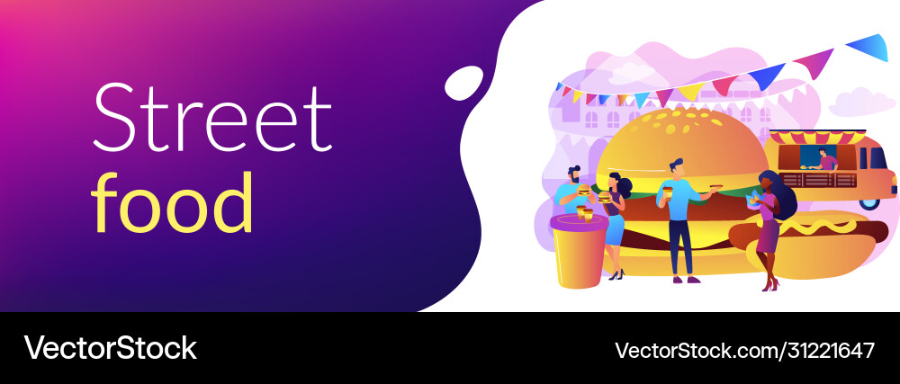 Street food concept banner header Royalty Free Vector Image