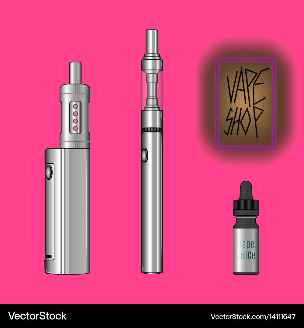 Vape shop set pinky background Royalty Free Vector Image