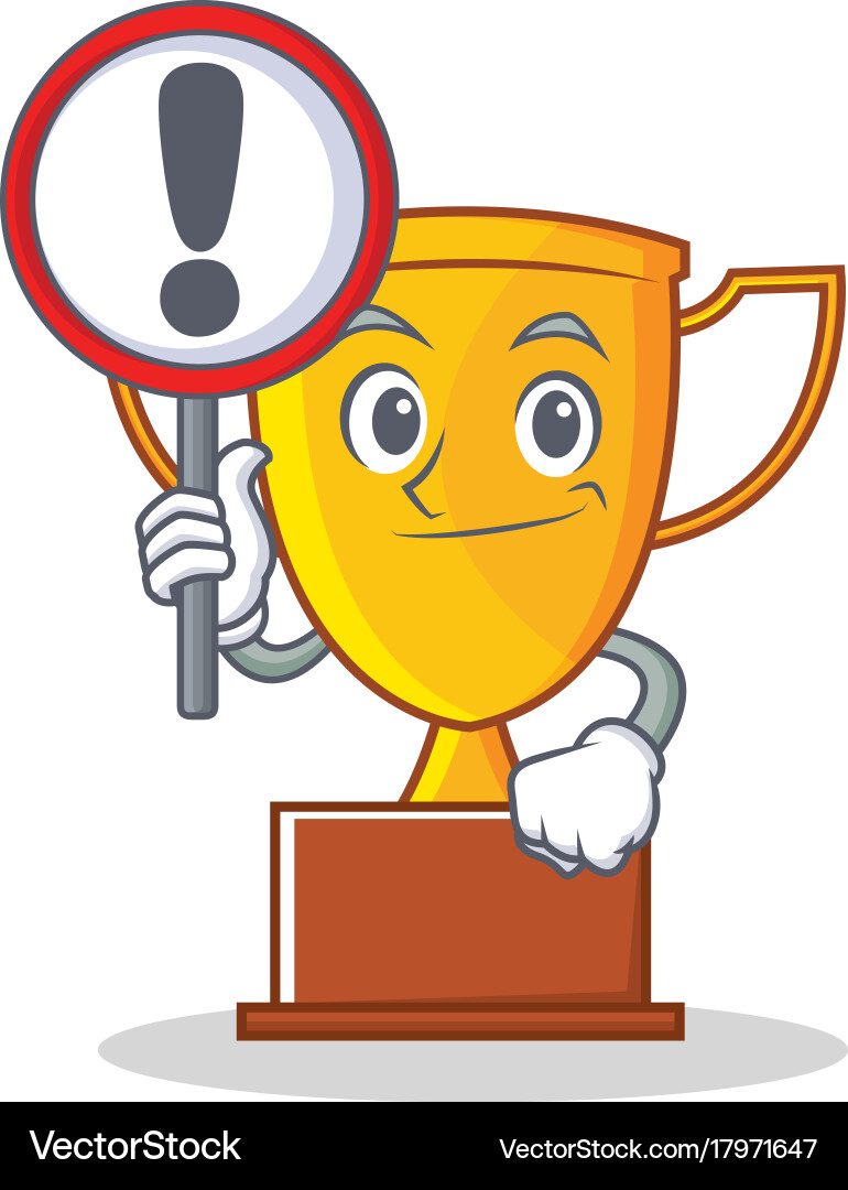 With sign trophy character cartoon style Vector Image