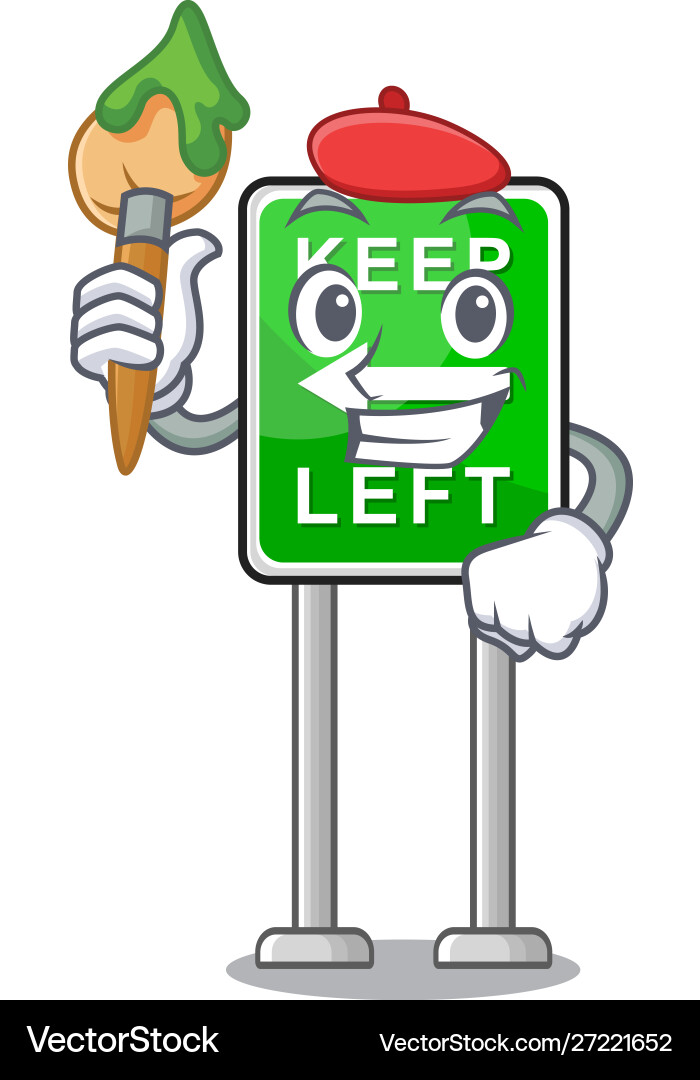 Artist keep left mascot shape in character Vector Image