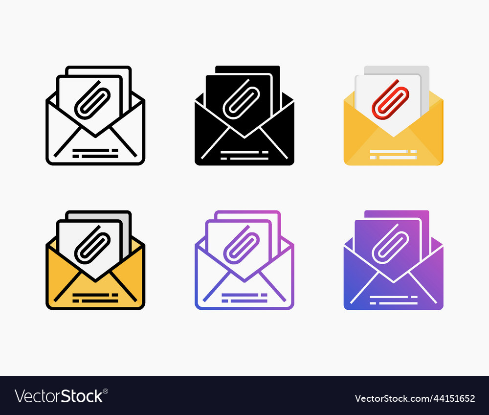Attached icon set with different styles Royalty Free Vector