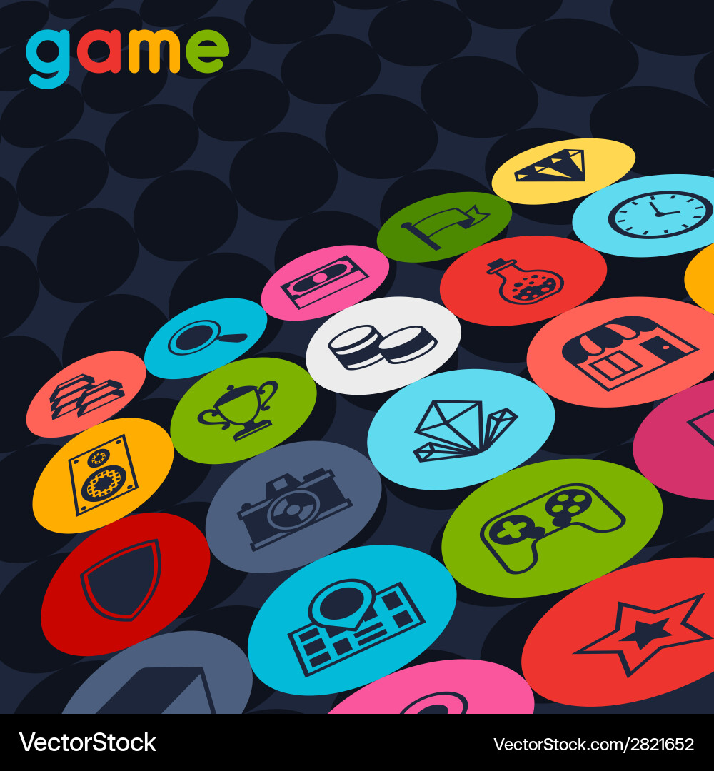 Background with game icons in flat design style Vector Image