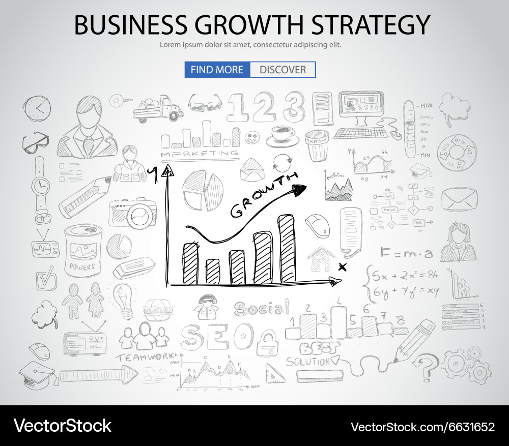 Business growth strategy with doodle design style Vector Image