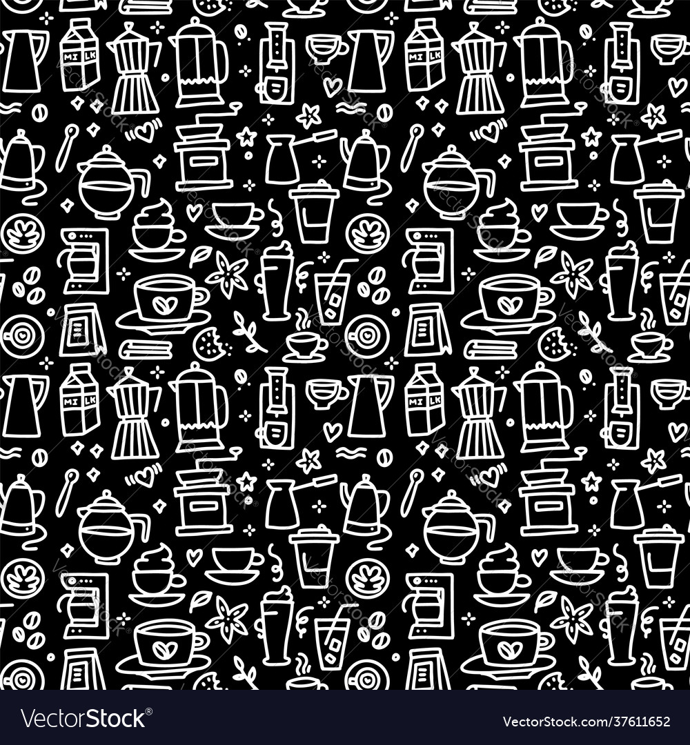 Chalkboard seamless pattern with coffee elements Vector Image