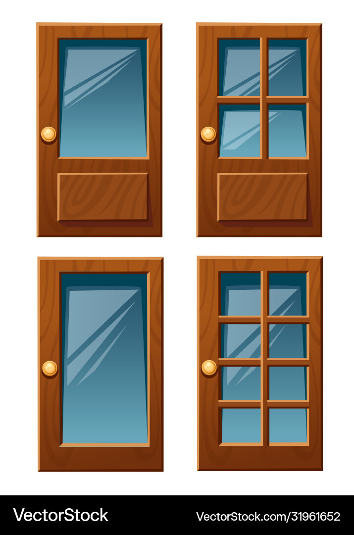 Collection various wooden house doors Royalty Free Vector
