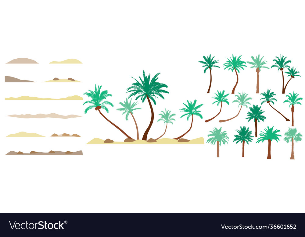 Design element palm trees constructor Royalty Free Vector