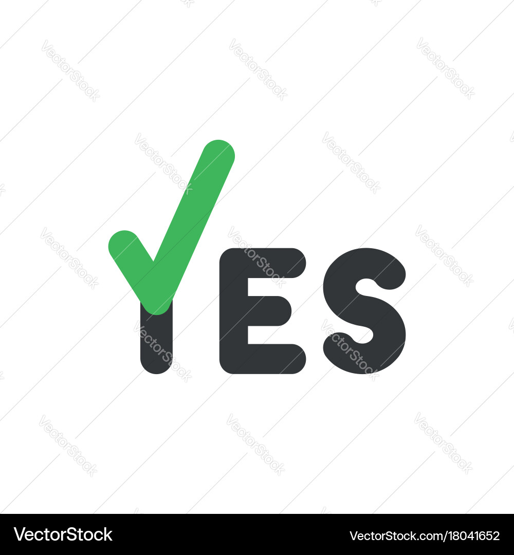 Flat design style concept of yes text with check Vector Image