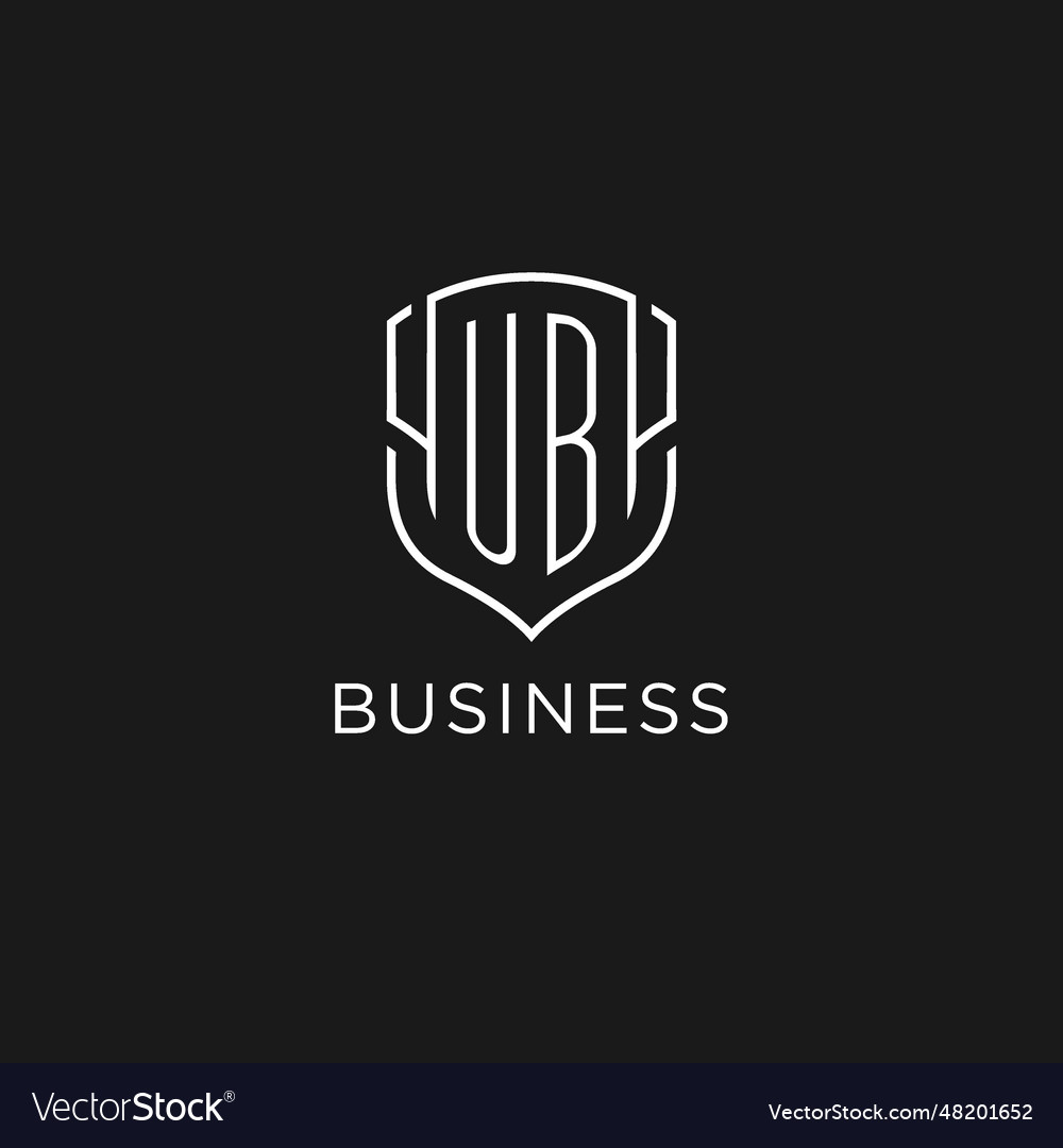 Initial ub logo monoline shield icon shape with Vector Image