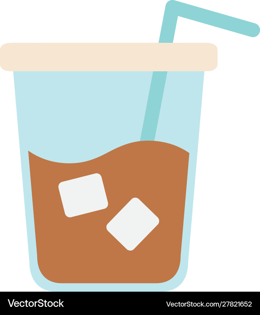 Isolated iced coffee glass icon flat design Vector Image