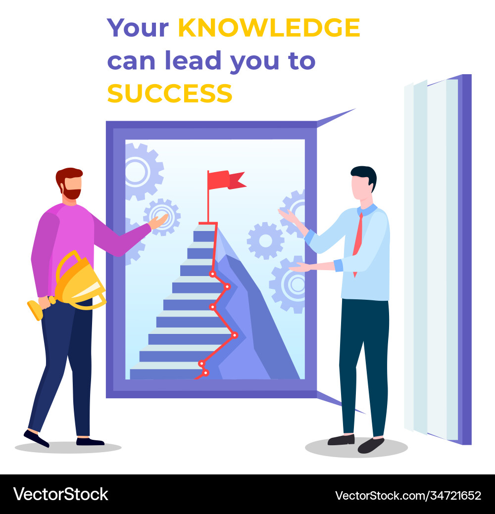 Knowledge can lead to success motivation phrase Vector Image