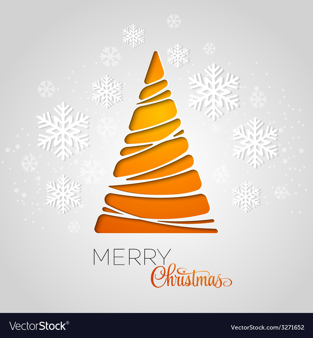 Merry christmas tree greeting card paper design Vector Image