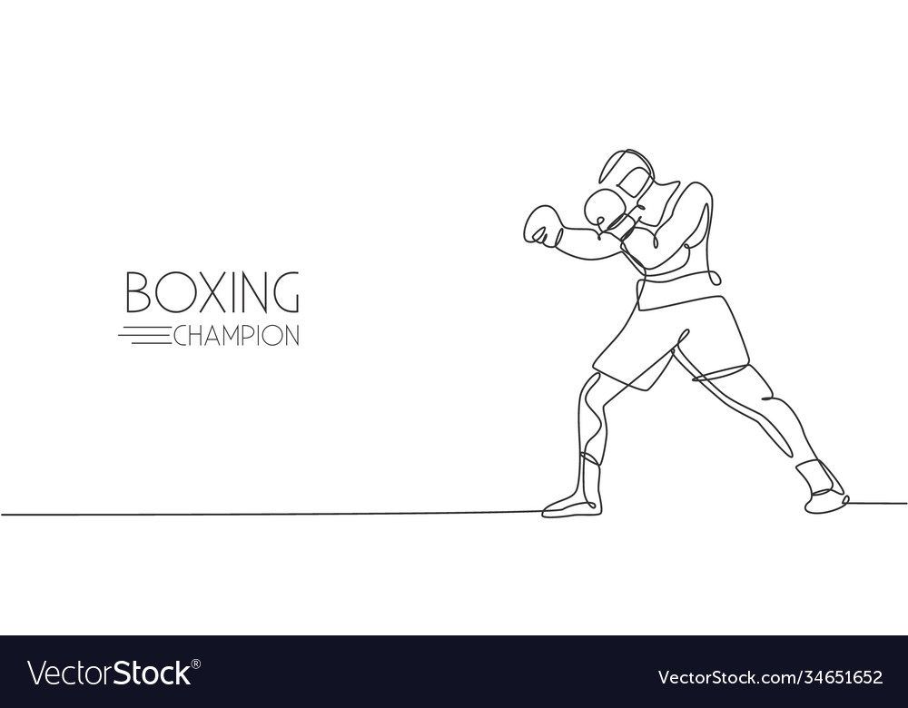 One single line drawing young energetic man Vector Image