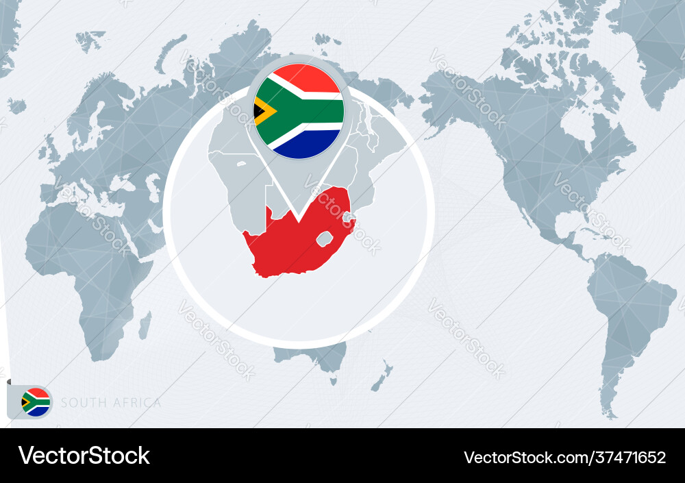 Pacific centered world map with magnified south Vector Image
