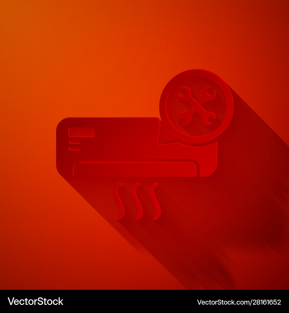 Paper cut air conditioner with screwdriver Vector Image