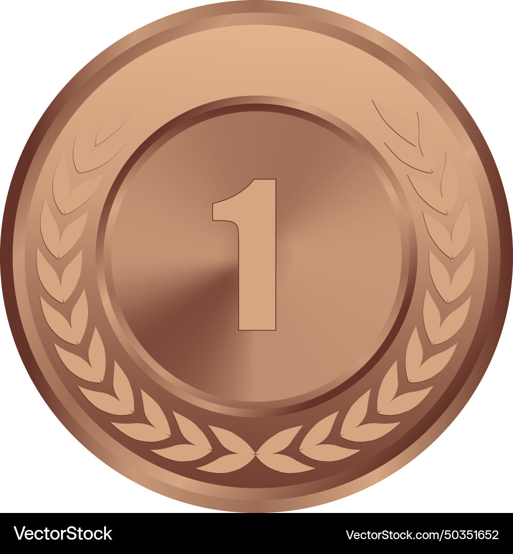 Realistic bronze medal 1st award Royalty Free Vector Image