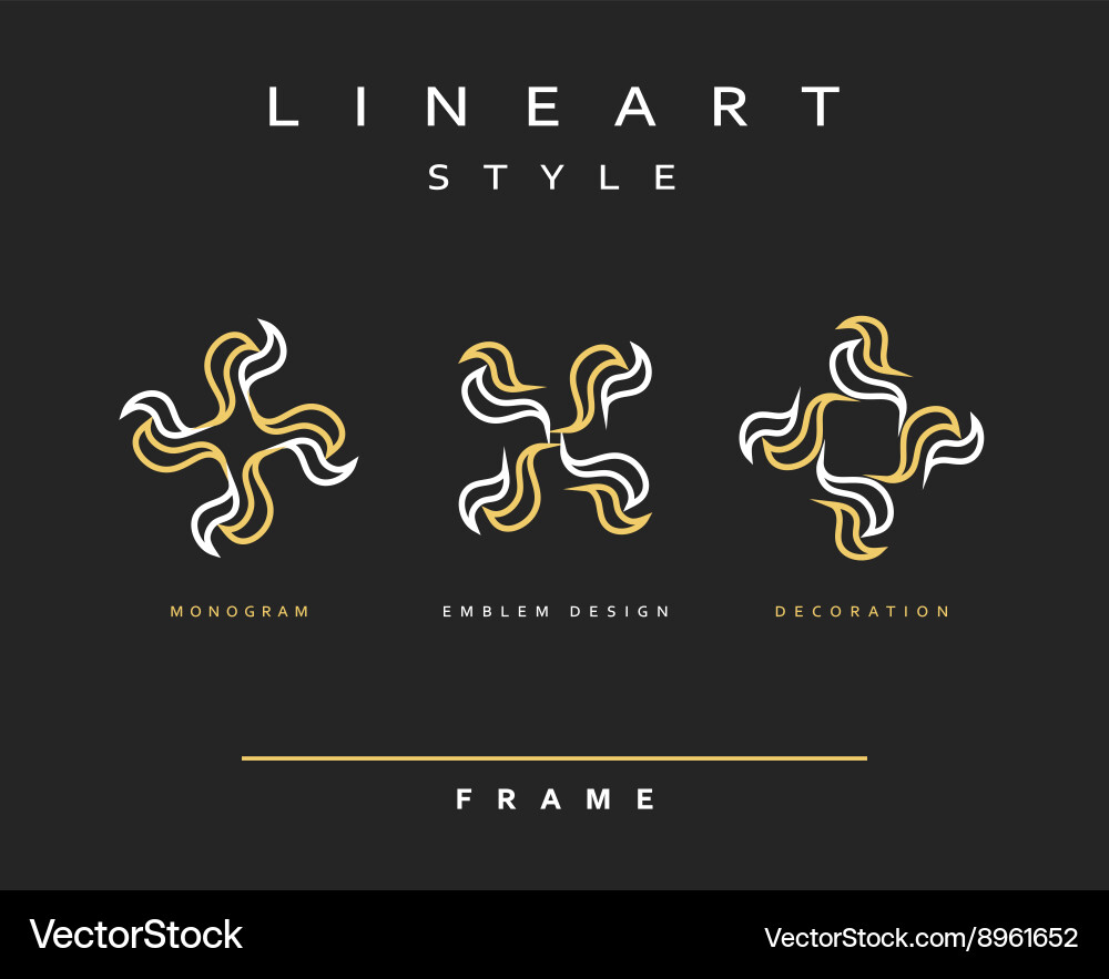 Set of elegant line art design monogram Royalty Free Vector
