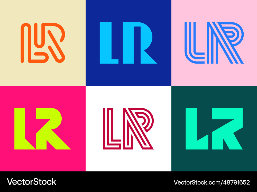 Set of letter lr logos Royalty Free Vector Image