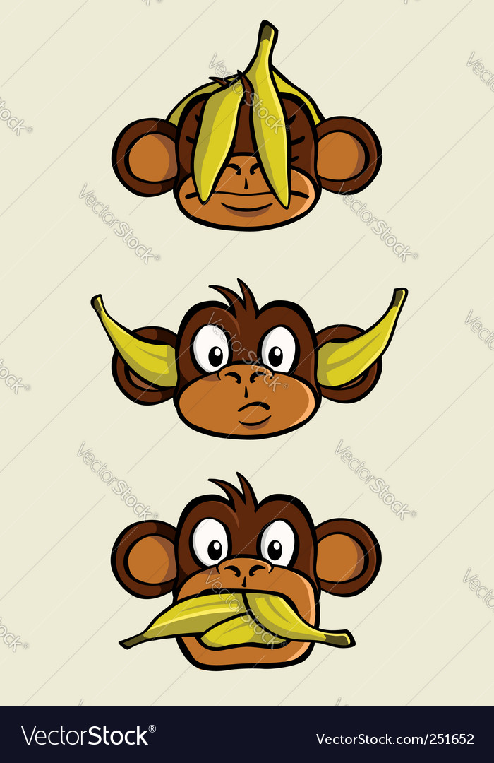 Three wise monkeys Royalty Free Vector Image - VectorStock