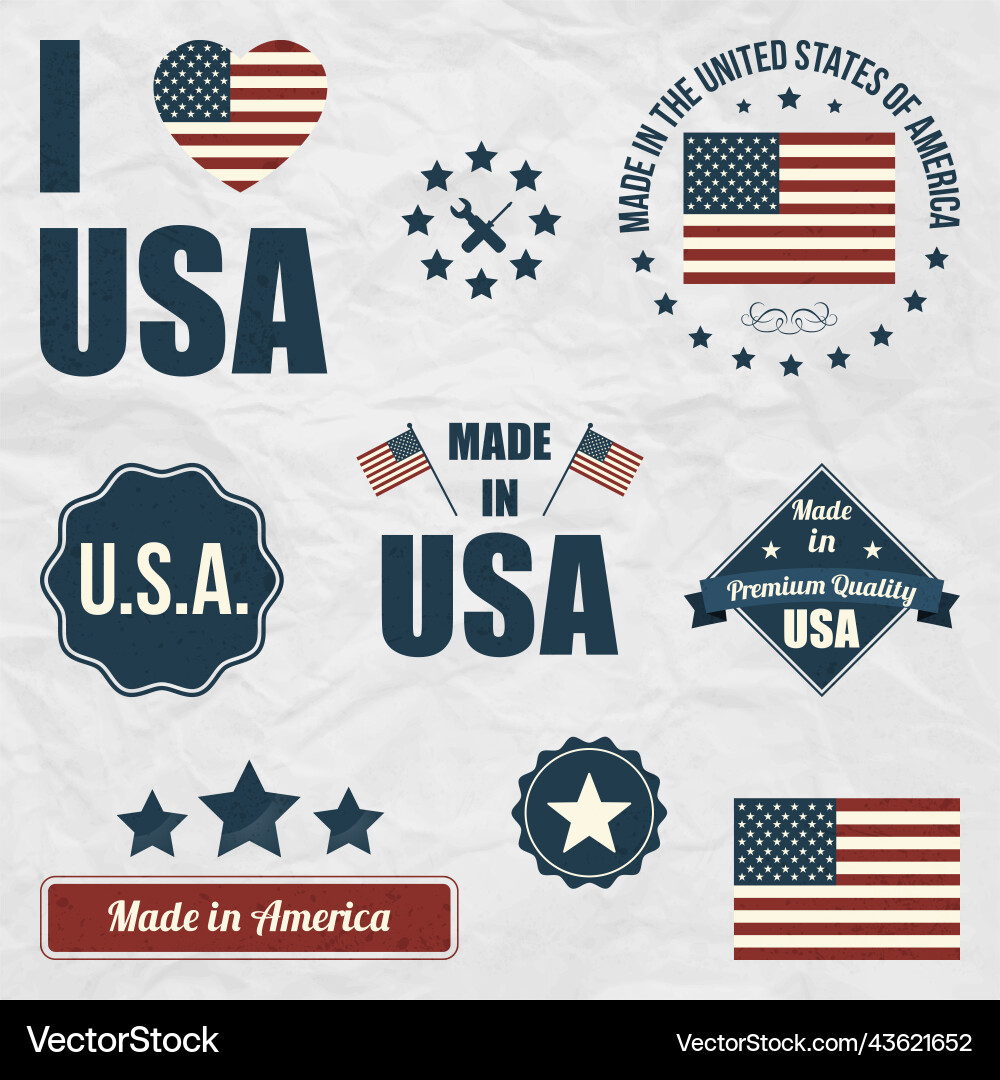 Usa symbols collection Royalty Free Vector Image
