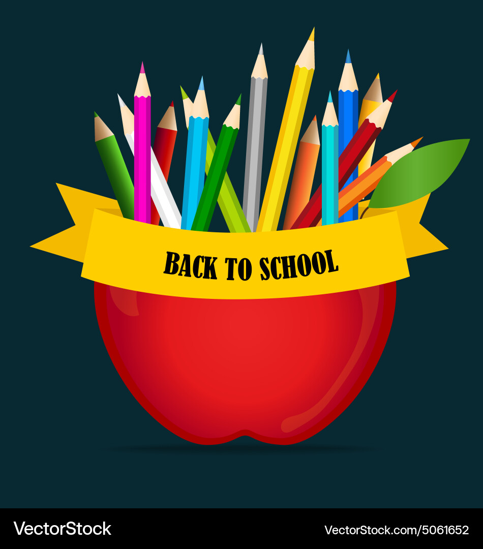Welcome back to school with apple and color Vector Image