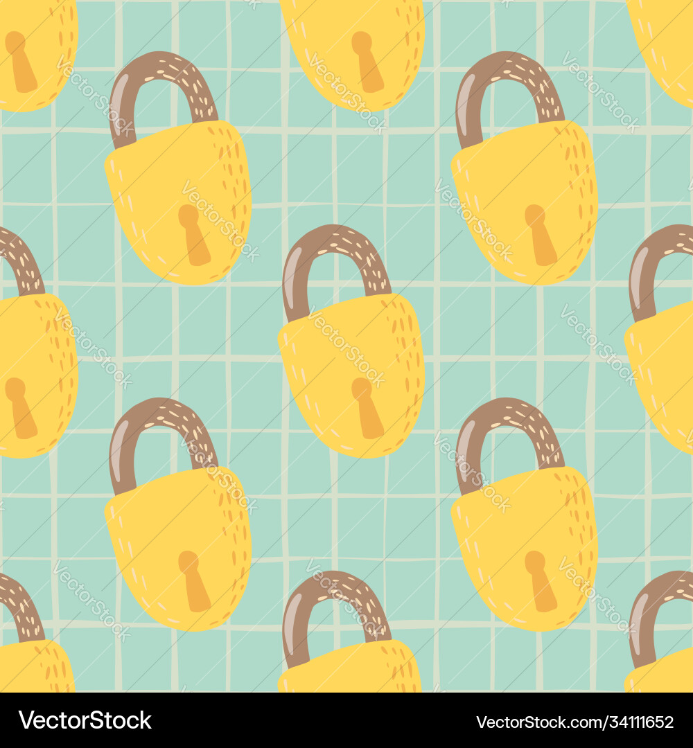 Yellow and beige colored lock ornament seamless Vector Image