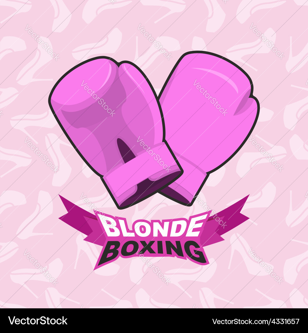 Blonde boxing logo for comic female pink Vector Image