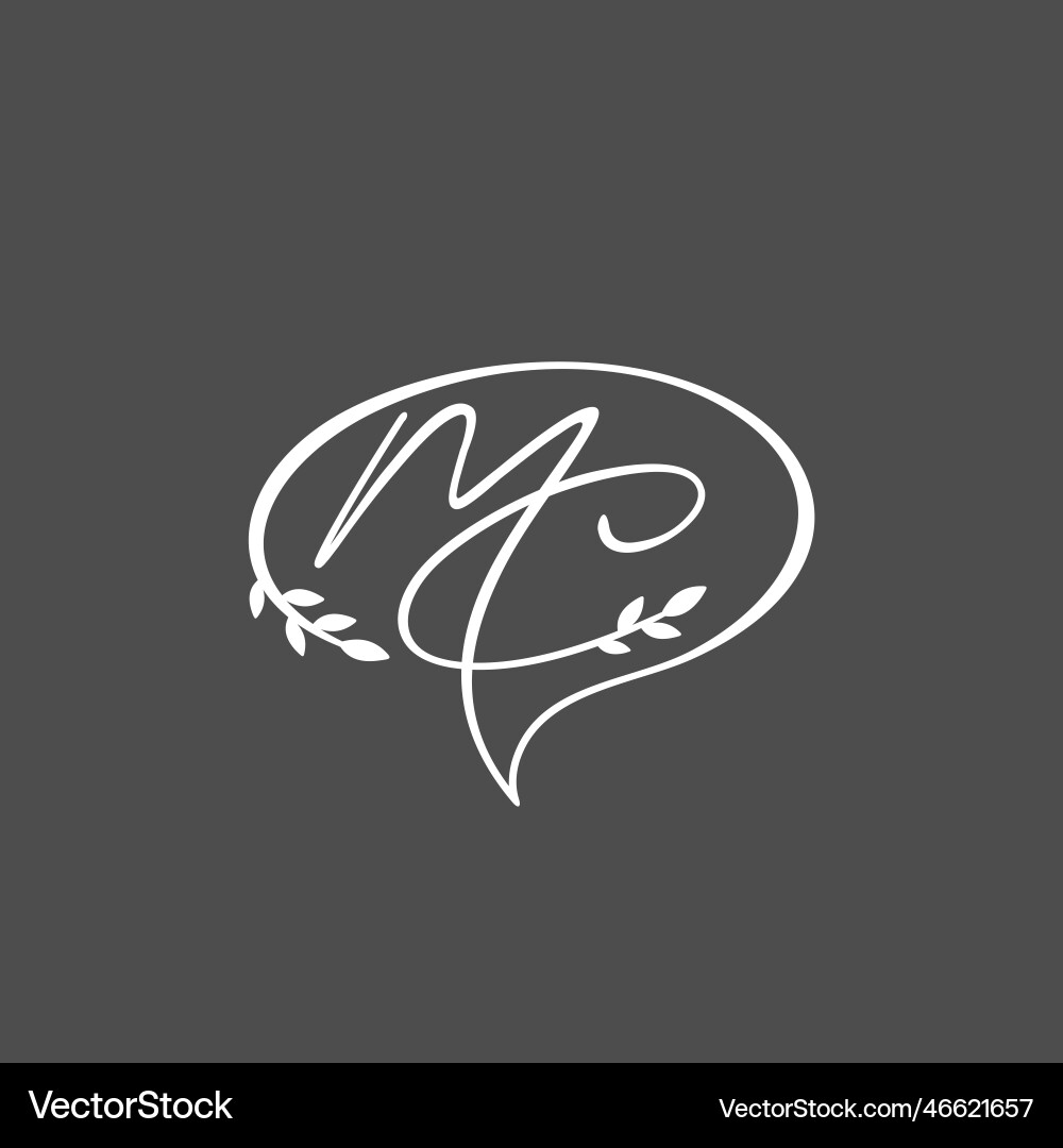 Brain logo with letter m and c concept with leaf Vector Image