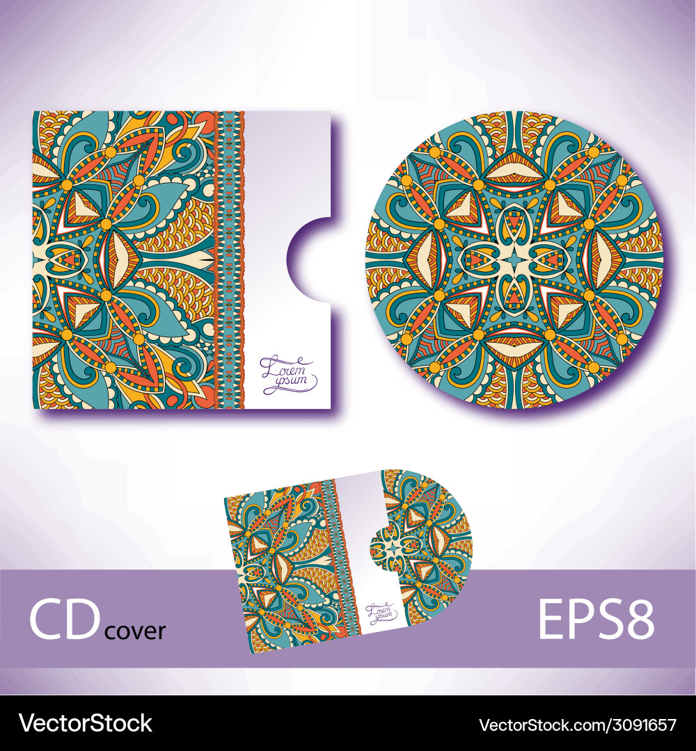 Cd cover design template with ukrainian ethnic Vector Image