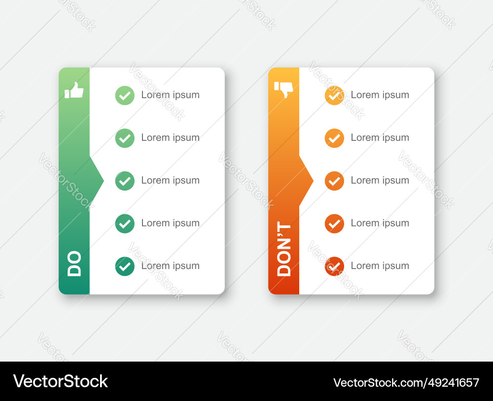 Do and dont icon in flat style dos donts Vector Image