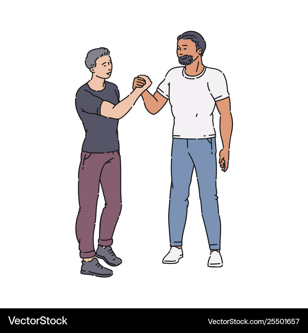 Handshake standing men or guys in full growth Vector Image