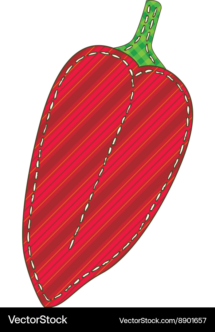 Isolated patchwork red pepper Royalty Free Vector Image