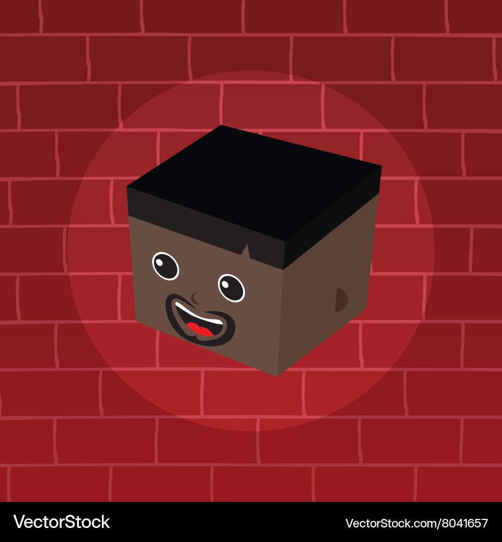 Male isometric block cartoon head Royalty Free Vector Image