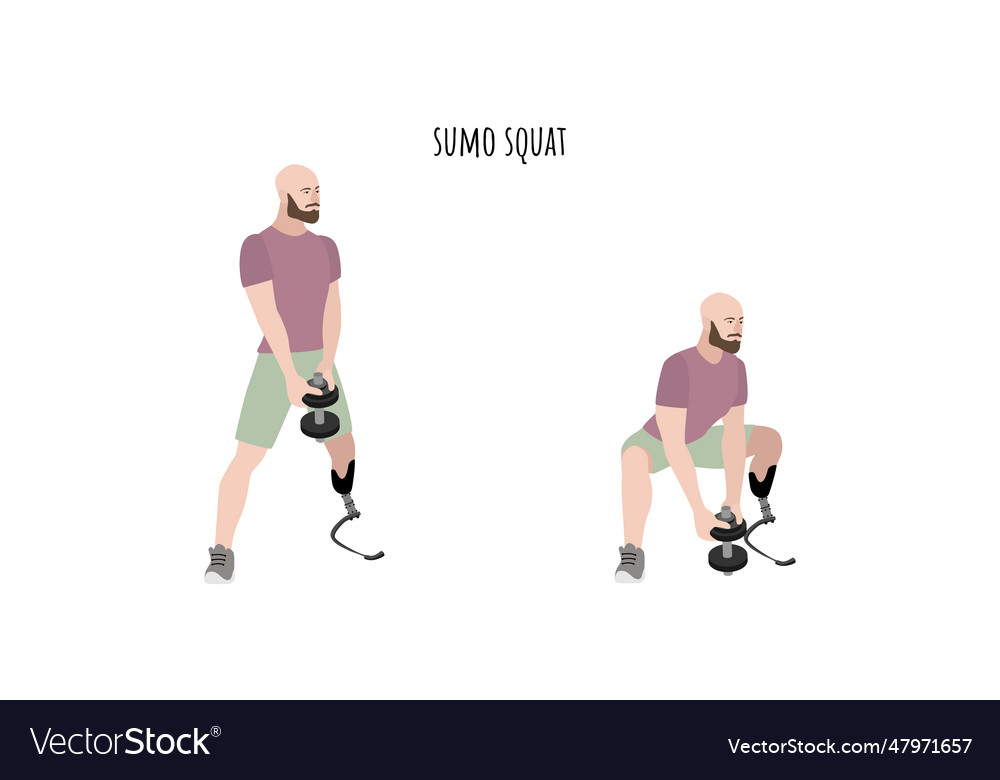 Man With A Prosthetic Leg Doing Sumo Squat Vector Image