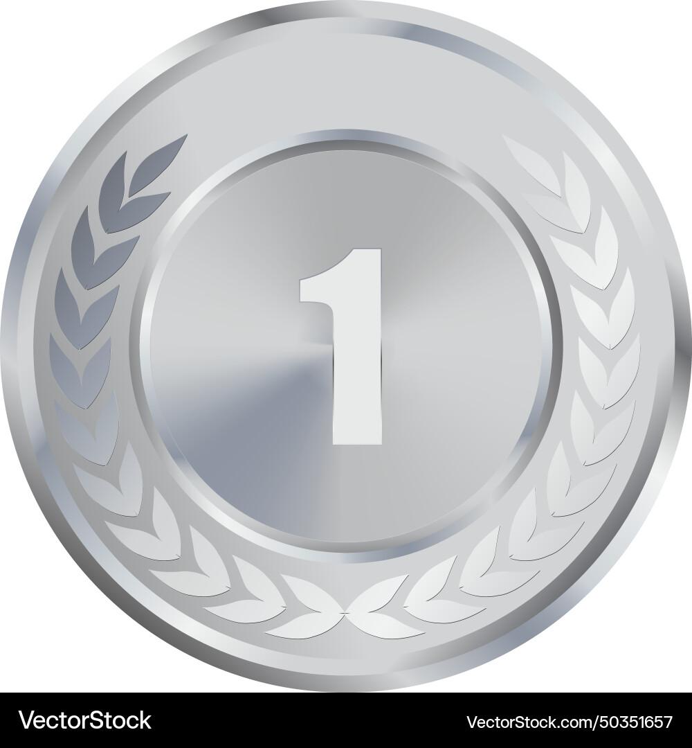Realistic silver medal 1st award Royalty Free Vector Image