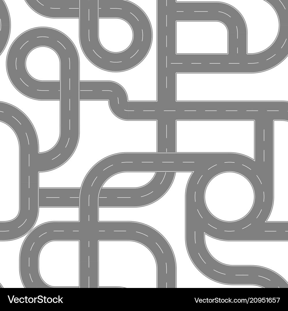 Seamless pattern top view roads Royalty Free Vector Image