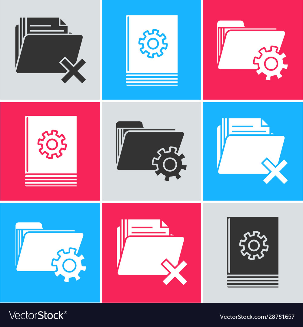 Set delete folder user manual and folder settings Vector Image Set delete folder user manual and folder settings Vector Image