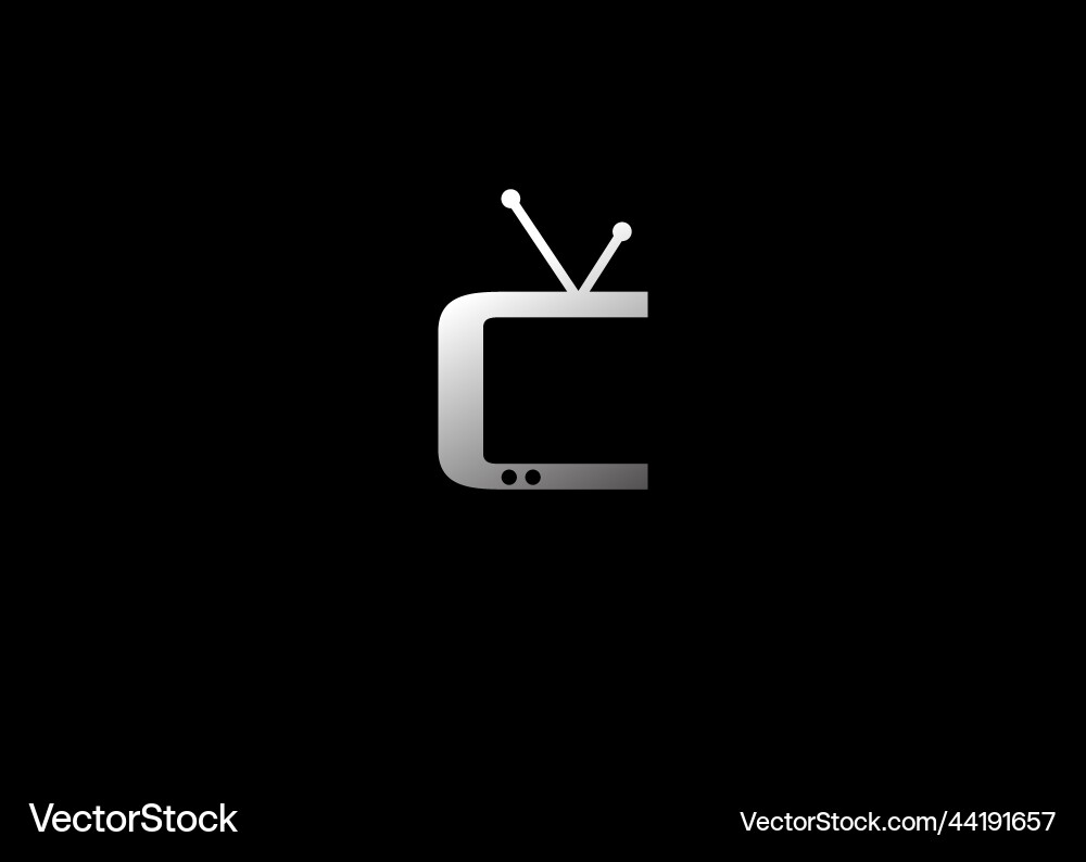 Simple beautiful letter c with television logo Vector Image