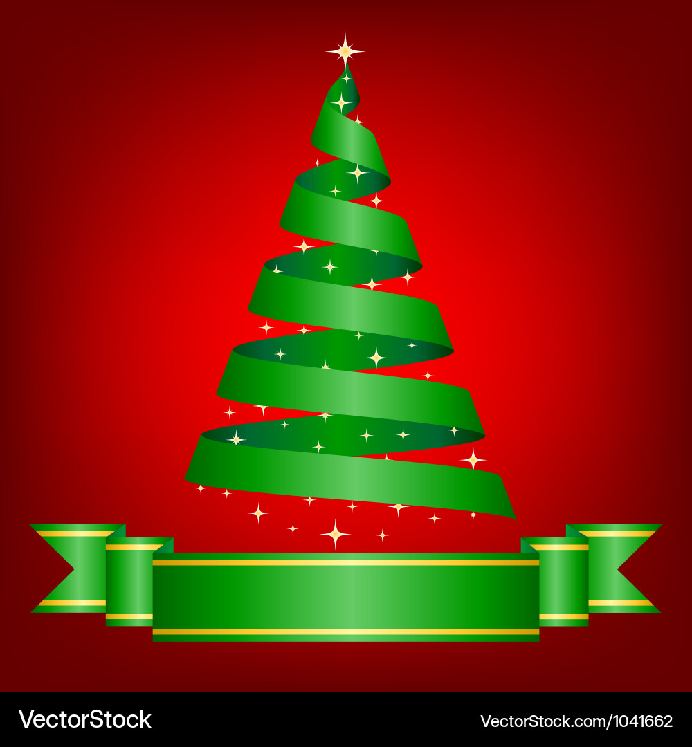 Christmas card with ribbon tree Royalty Free Vector Image