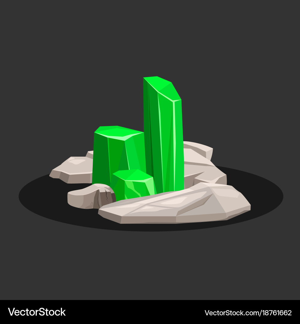 Crystals of emerald stone Royalty Free Vector Image