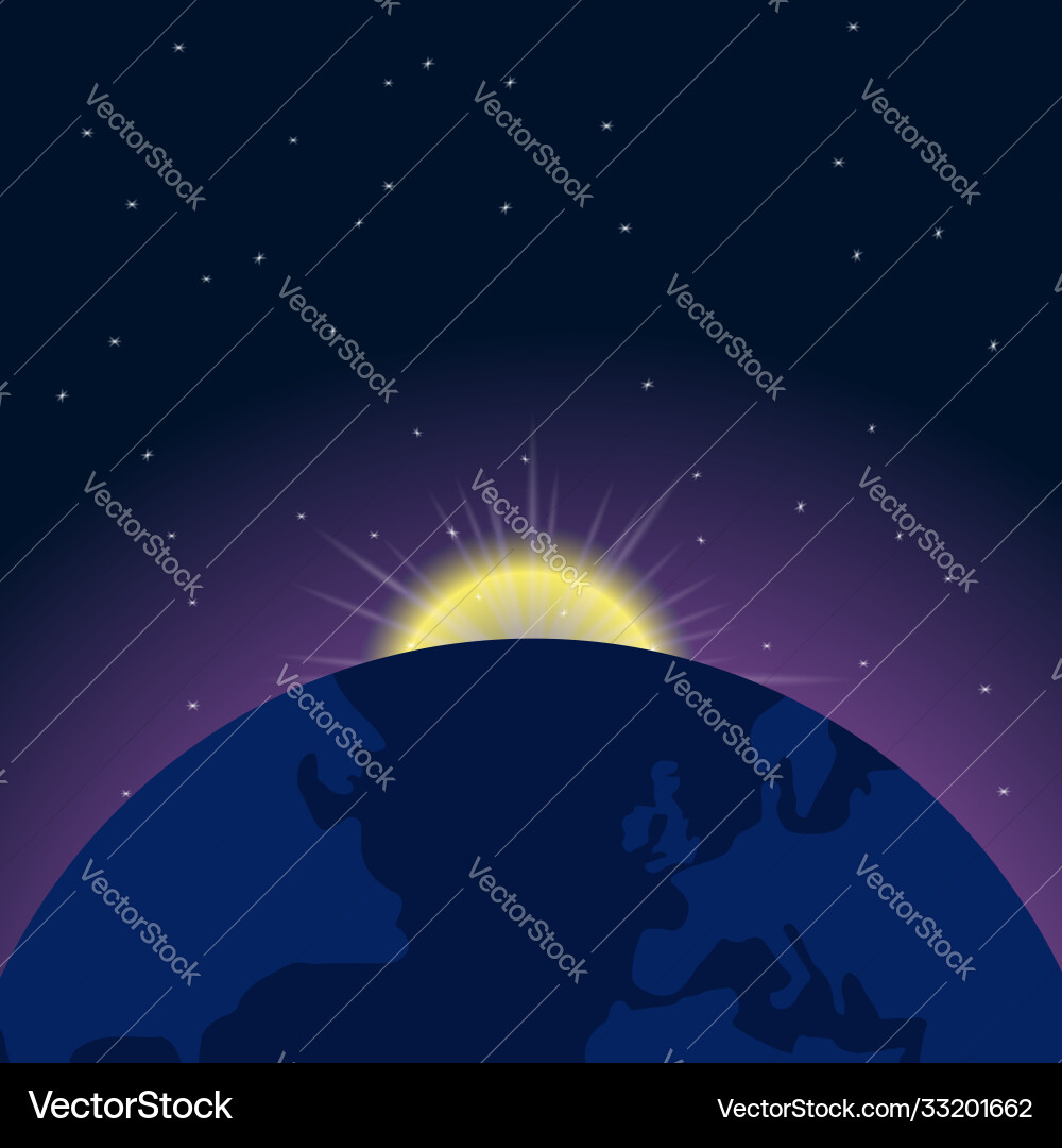 Earth and sunrise in space Royalty Free Vector Image