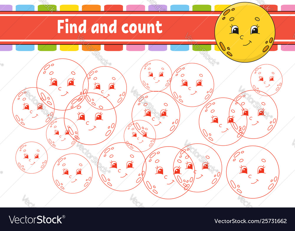 Find and count education developing worksheet Vector Image
