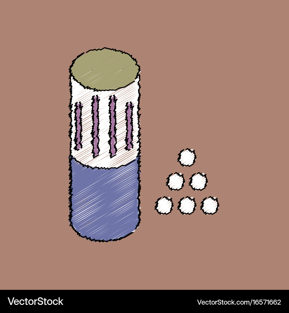 Flat shading style icon shotgun bullet Royalty Free Vector