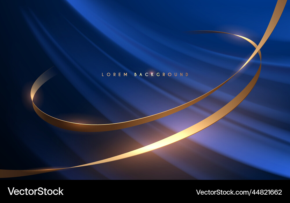 Golden ribbon on blue background Royalty Free Vector Image