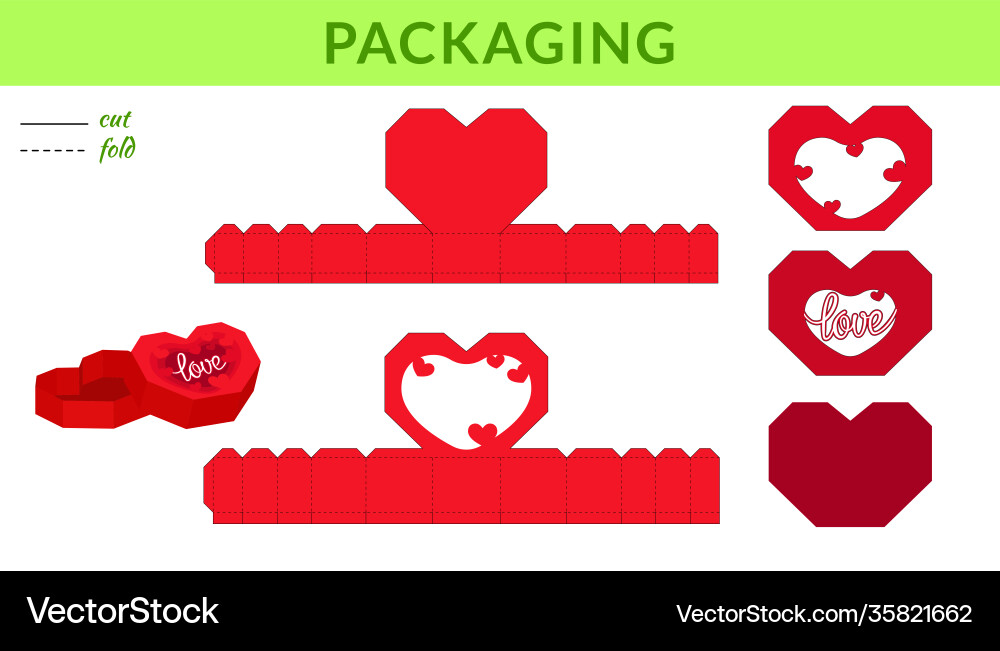 Heart gift box template for valentines day Vector Image