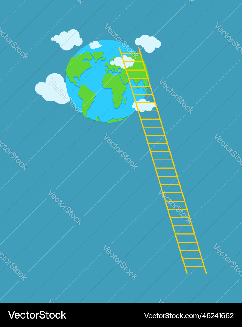 Ladder zu Planet Erde isoliert Lizenzfreies Vektorbild